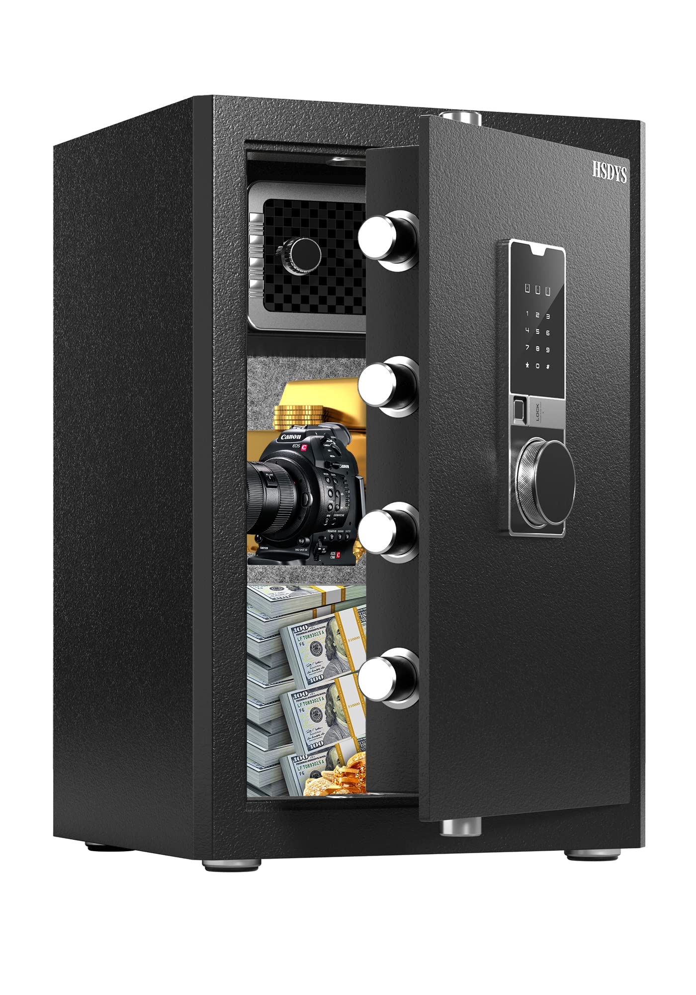 HSDYS Deluxe Biometric Fingerprint Safe Box 2.3 Cubic Feet, Large Home ...