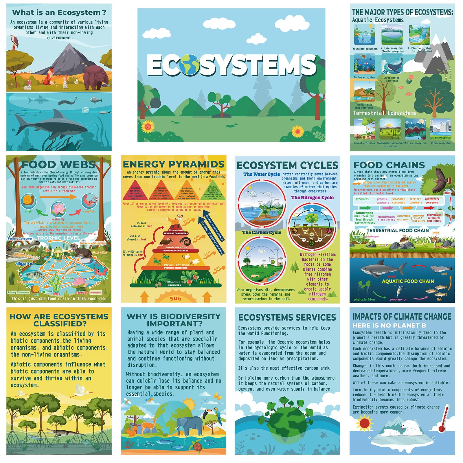 Mua Pasimy 11 Pcs Science Posters for Classroom Ecosystems Teaching ...