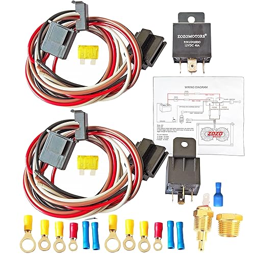 Zozomotors Dual Electric Fan Relay Kit Radiator Electric Fan Thermostat