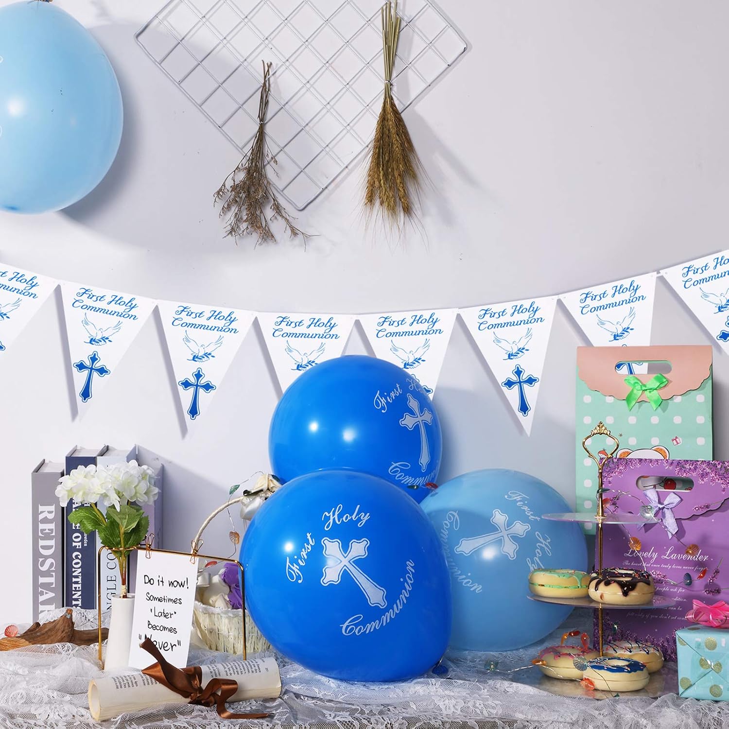 Gejoy First Communion Decorations Set, Includes 20 Pieces First Holy ...