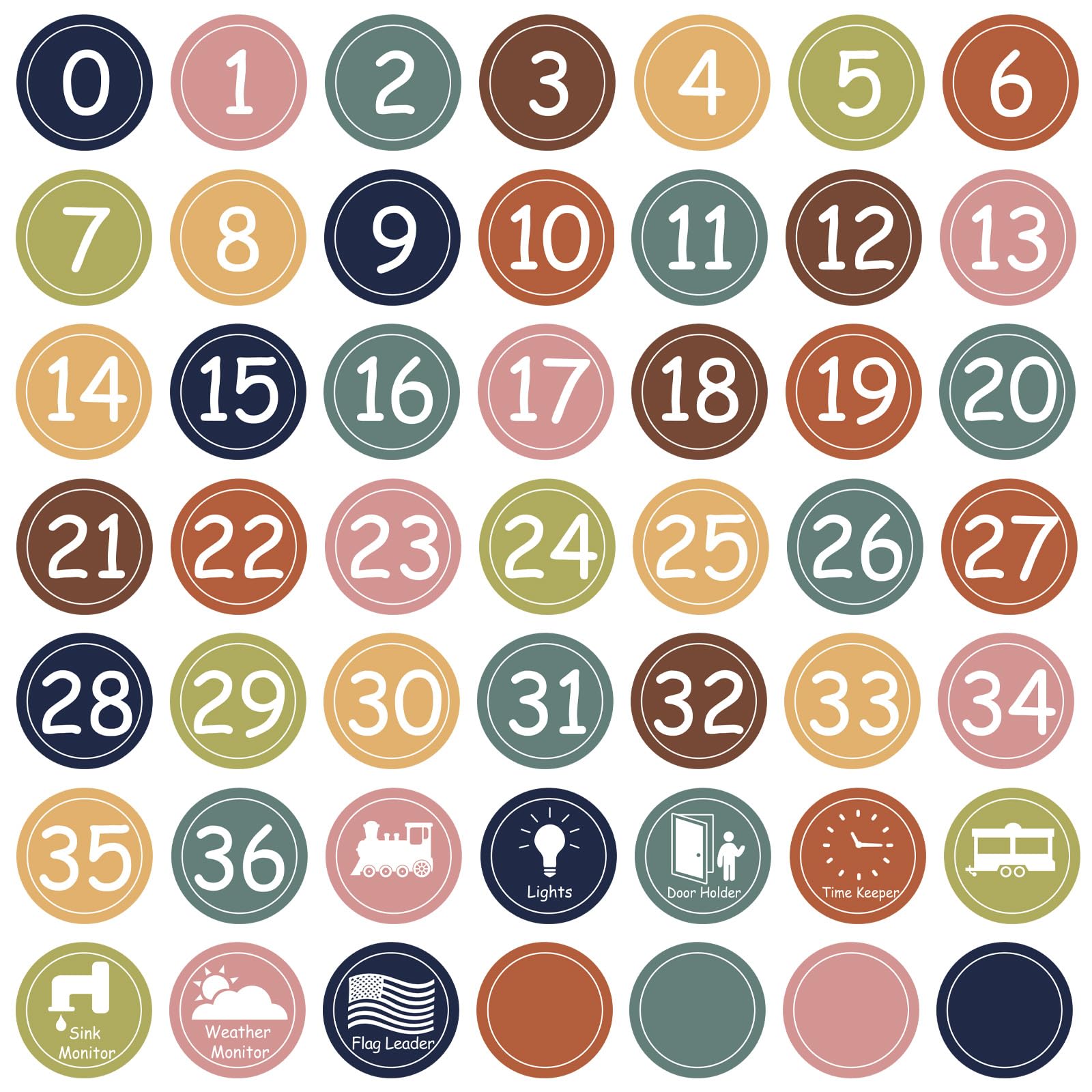 Mua 4" Number Stickers Boho Classroom Decor Set, 52PCS Line up Spots ...