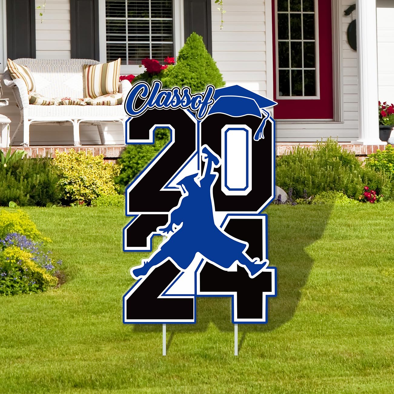 Class of 2024 Yard Sign Graduation Decorations Blue and Black Congrat ...