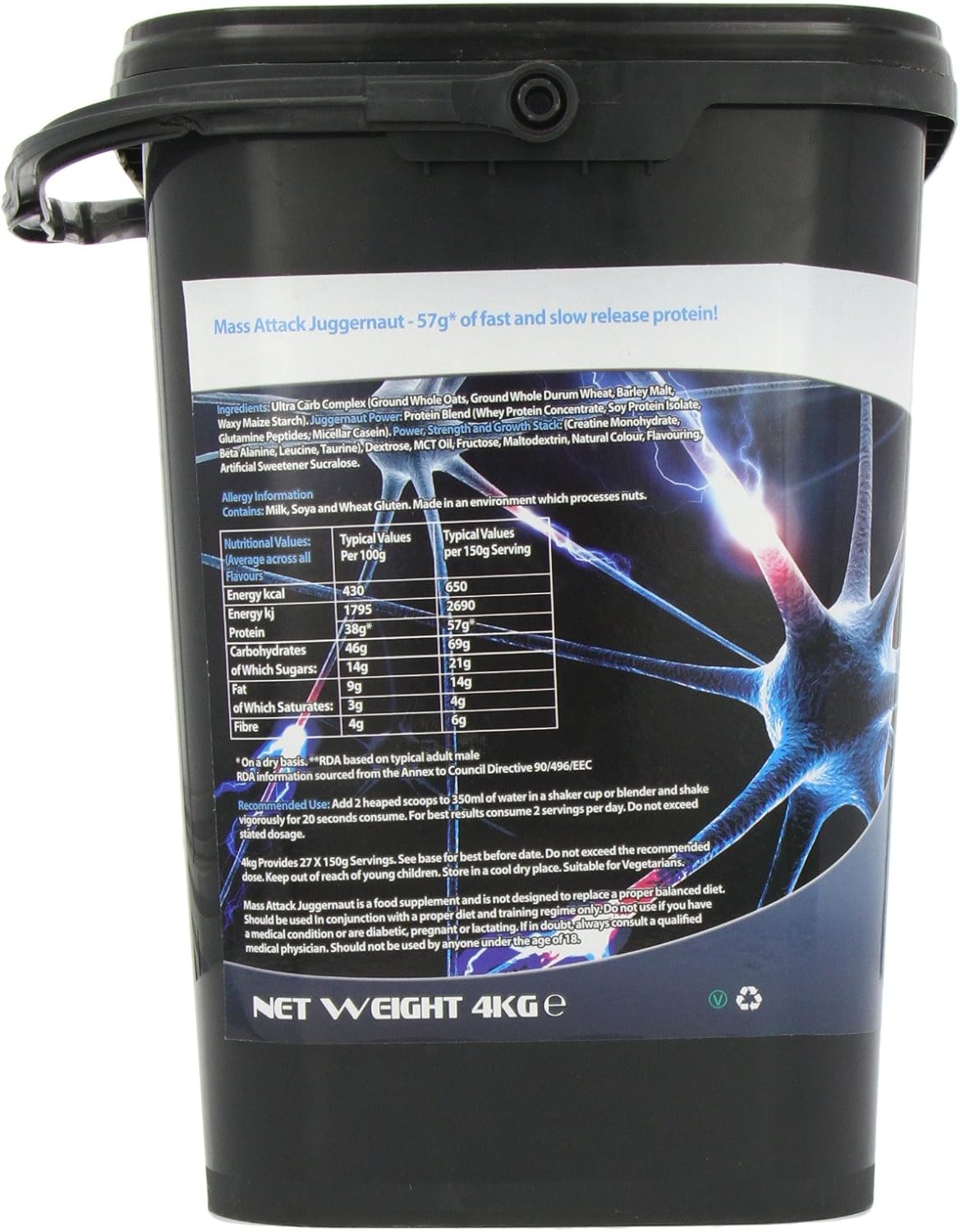 Boditronics Mass Attack Juggernaut 4kg Banana Split Muscle Mass Gain ...