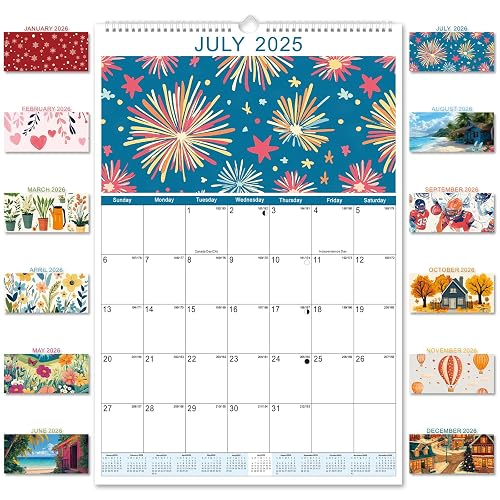 Wall Calendar 2025-2026,22.75"x15.5" Vertical Spiral Binding Calendar ...