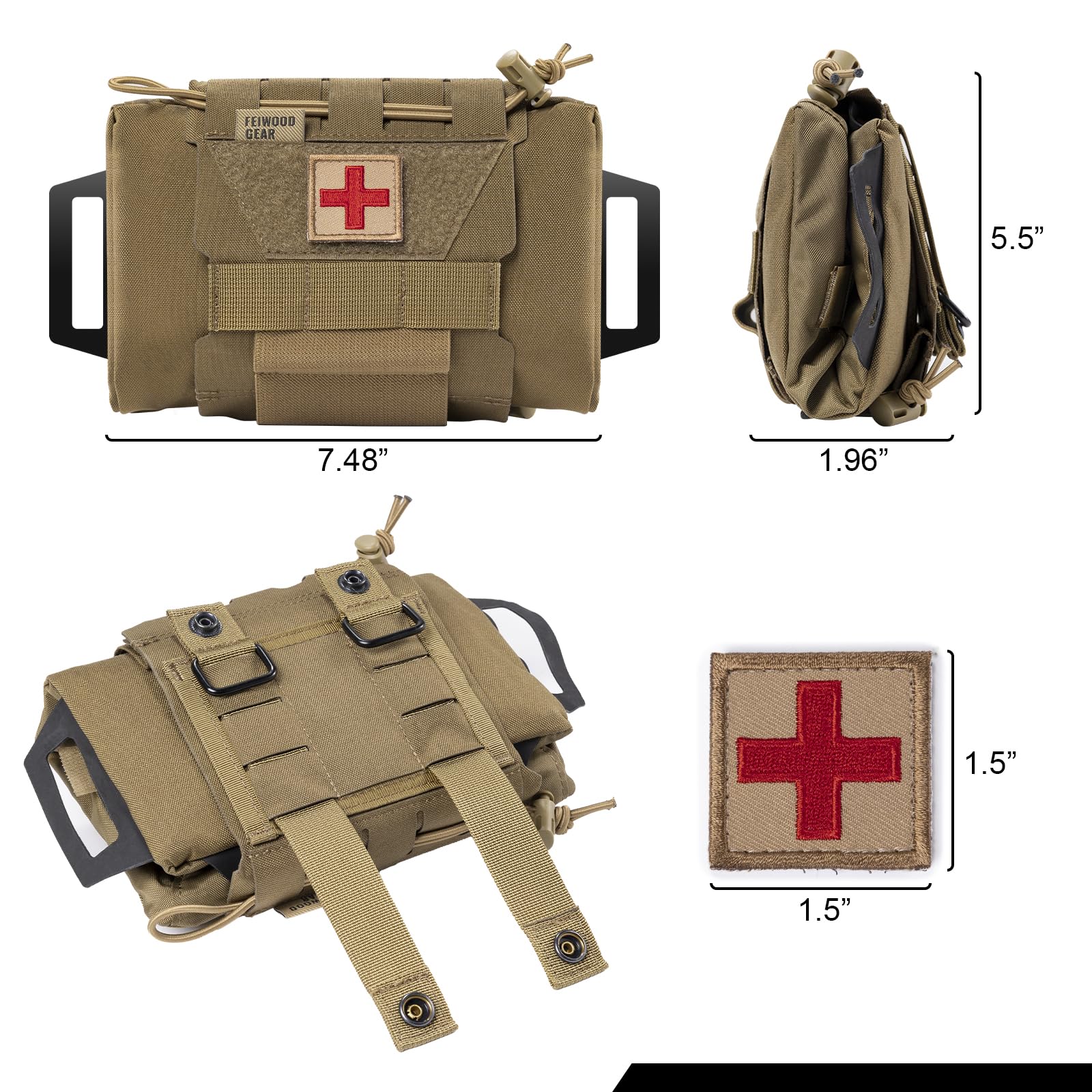 Tactical IFAK Pouch, FEIWOOD GEAR Rapid Tear-Away First Aid Kit Two ...