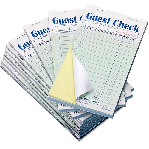 FMP Brands Double Part Guest Check Pads for Restaurants, Server Note ...