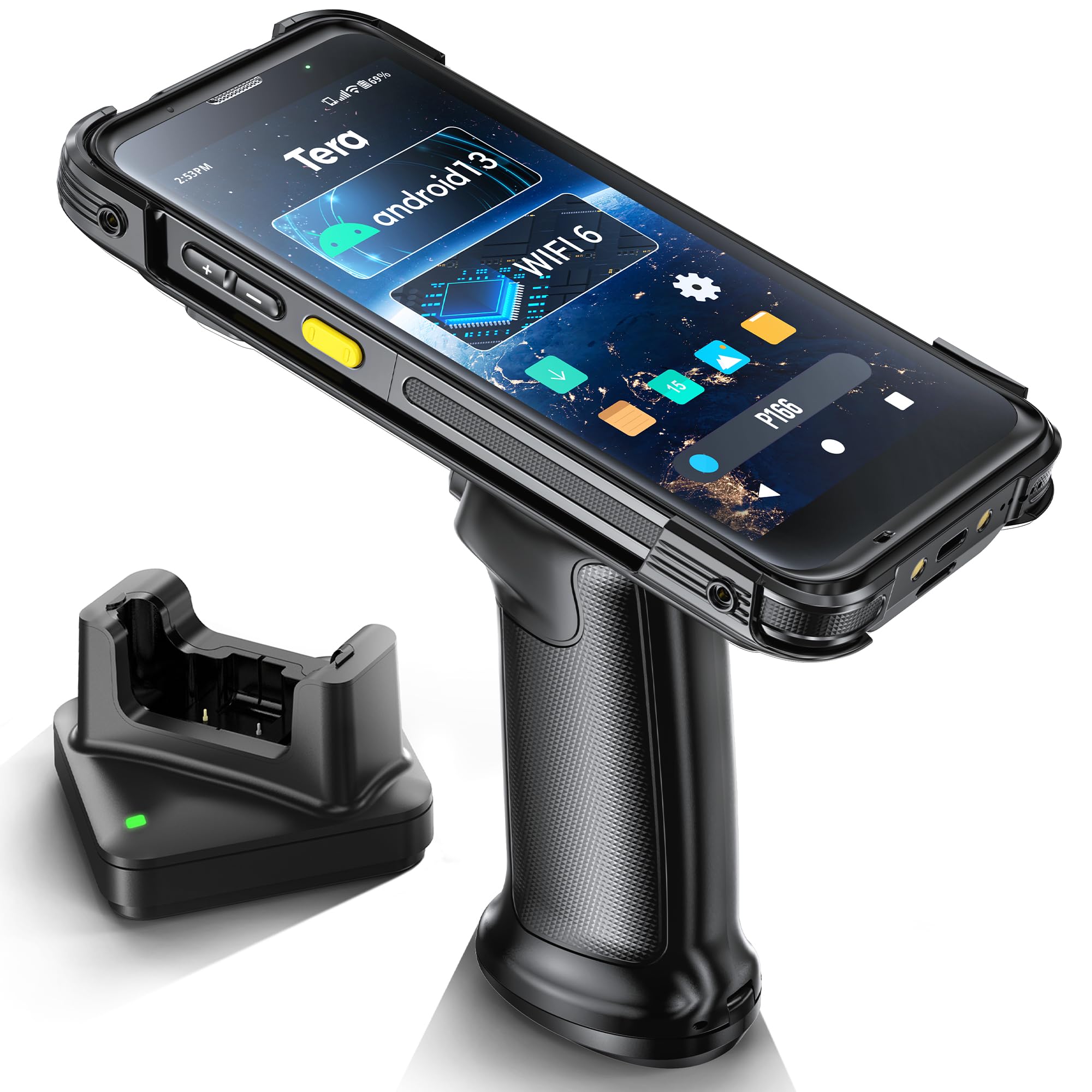 Tera Android 13 Barcode Scanner PDA: with Pistol Grip Charge Cradle Wi ...