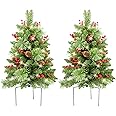 Amazon.com: Christmas Tree 30 inch Prelit 2 Set Pathway Porch Christmas Trees Pre-Light LED ...