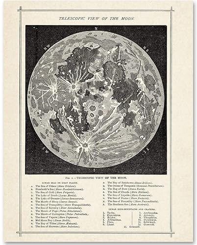 Antique Map of the Moon - 11x14 Unframed Print - Vintage Posters of ...