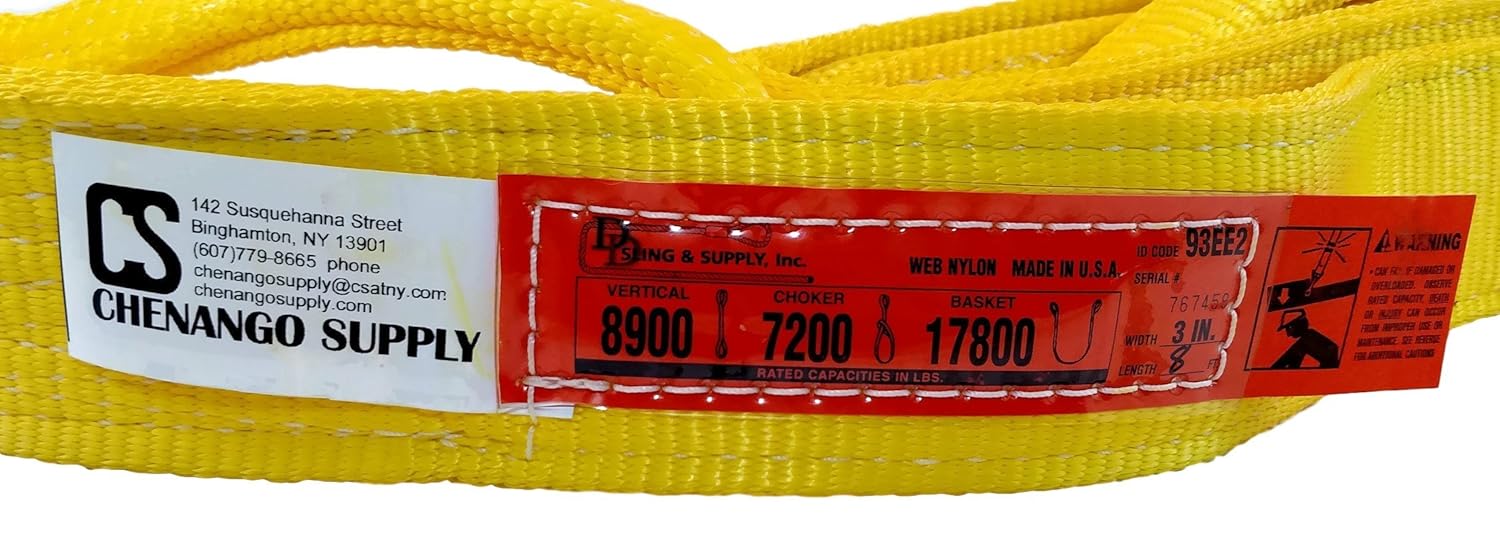 5,100 Choker Nylon Lifting Slings 6,400 lbs Vertical Heavy Duty USA ...