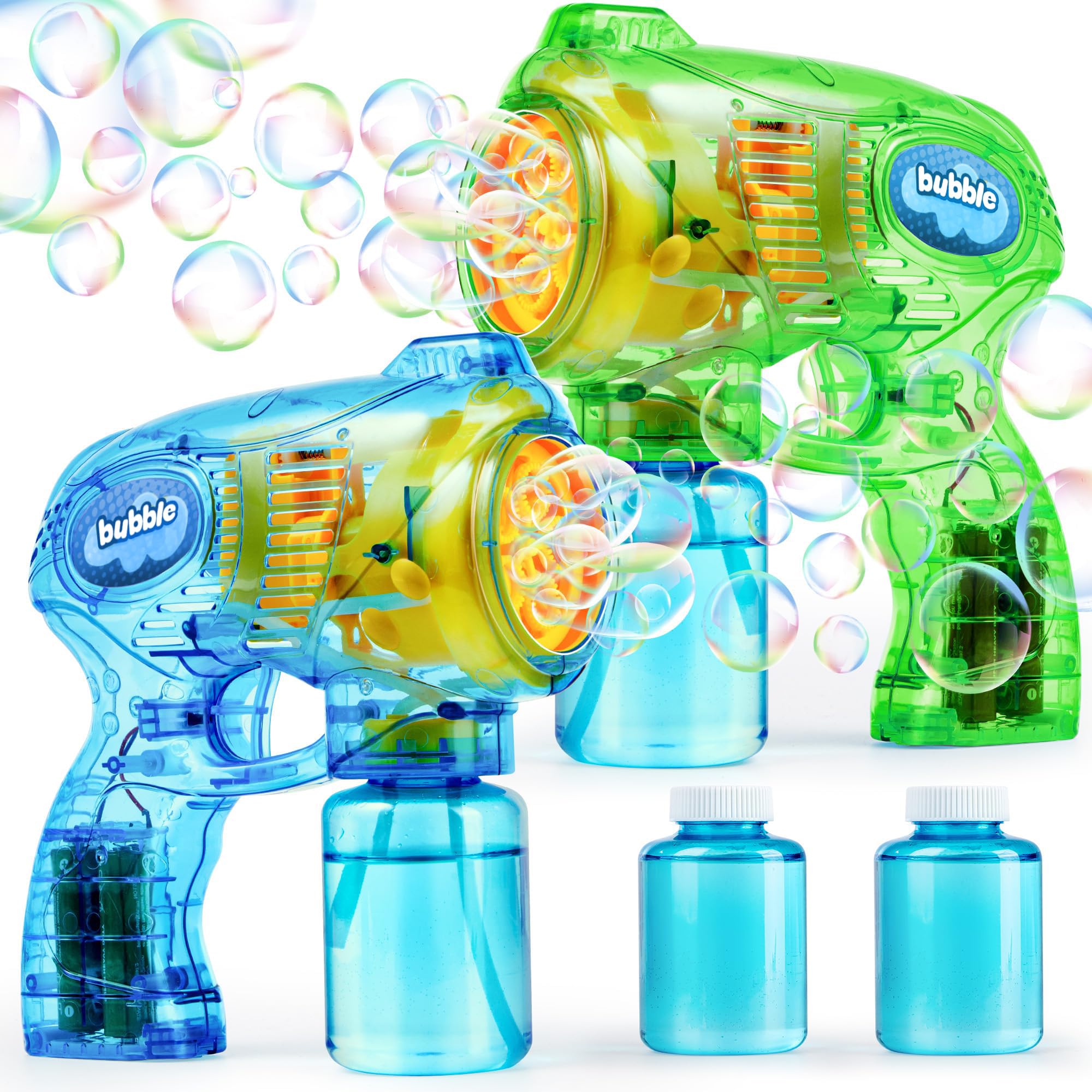 JOYIN 2 Bubble Guns Blaster Kit with 2 Solution for Kids, Automatic ...