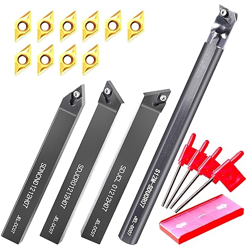 RupXinSplend Lathe Turning-Tools Bit Set 14pcs - Metal Lathe Cutting Tools 4pcs 1/2" Shank ...