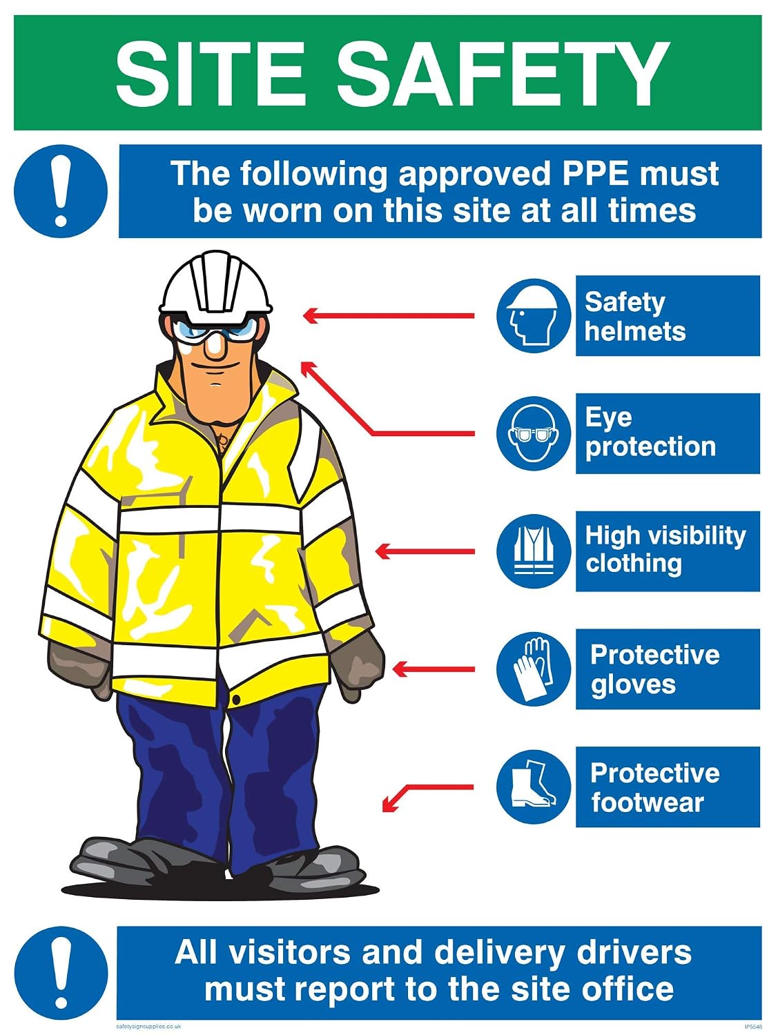 Viking Signs IP5548-A3P-3M PPE Sign with Graphic, 3 mm Plastic Rigid ...