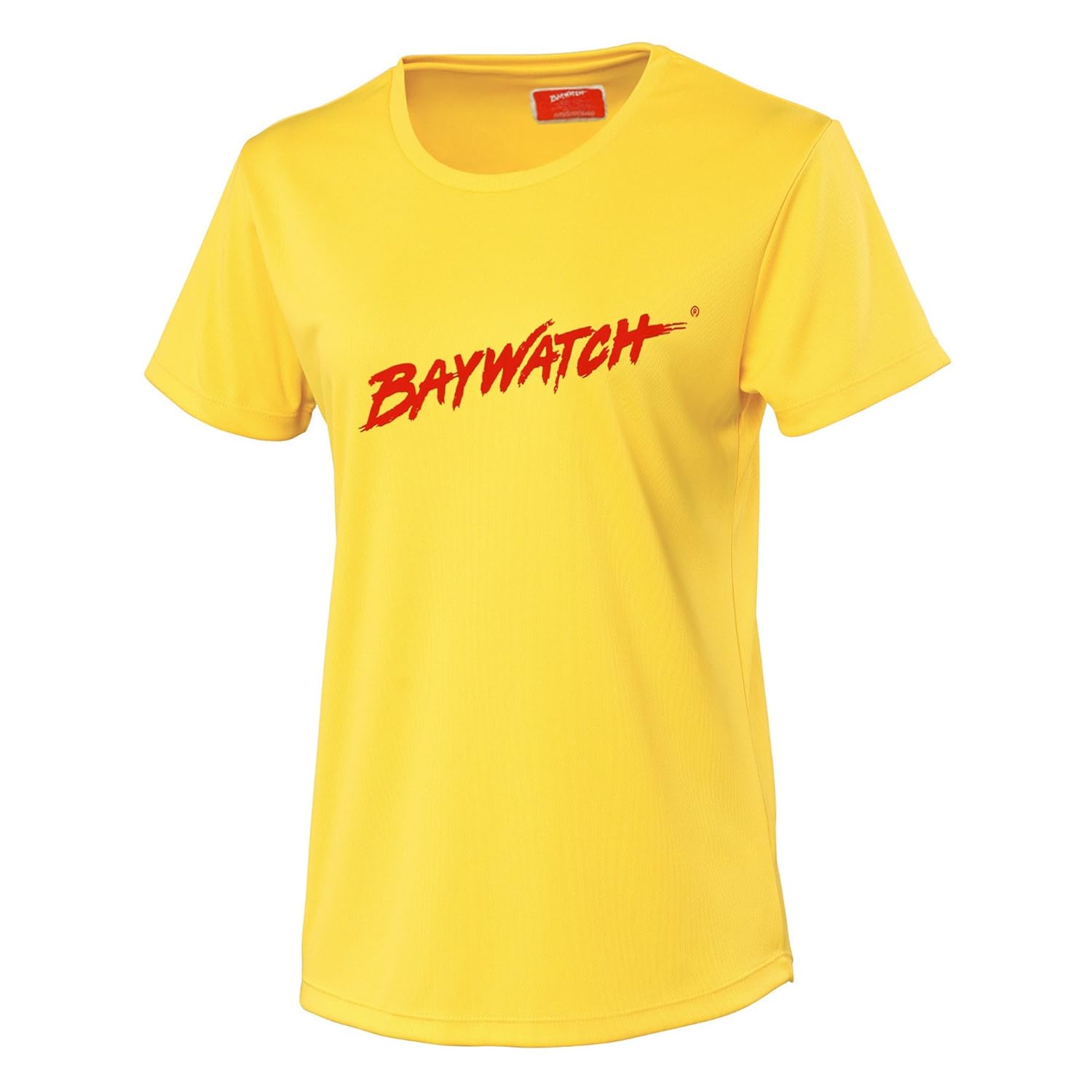 Ladies Licensed Baywatch Fitted Yellow Cooltex T-Shirt: Amazon.co.uk ...