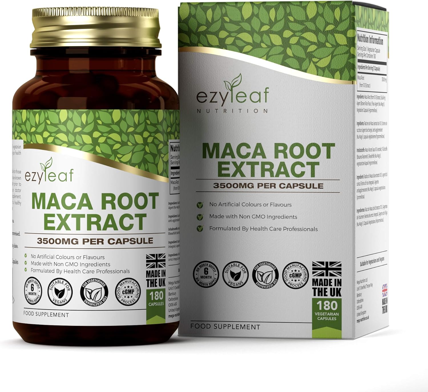 Ezyleaf Maca Root 3500mg | 180 Vegan Capsules Potent Maca Root Extract ...