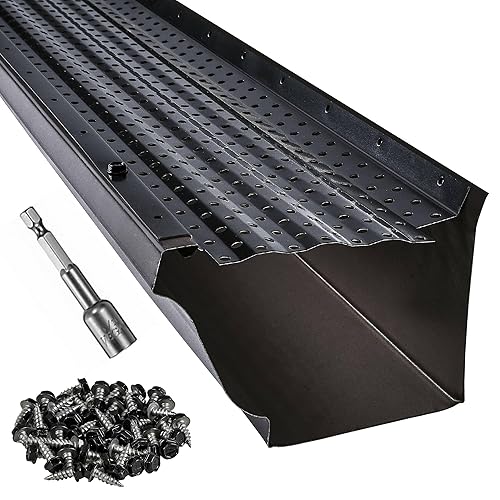 LeafTek Gutter Guards for Leaves 5" x 32' Black – Heavy-Duty Premium ...