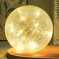 Crackle Globe LED Lamp Battery Operated, Lighted Glass Orb for ...