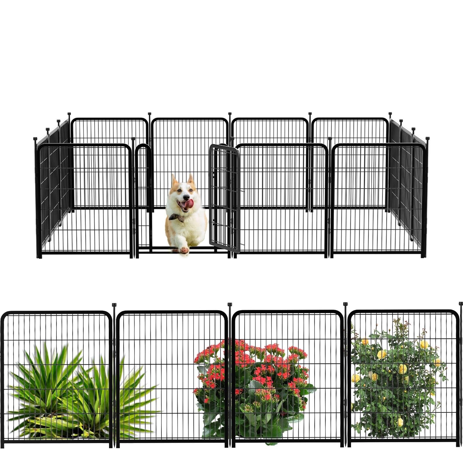Getlay Tall Garden Fence, 36 in(H) 10 Panels Dog Fence Outdoor for Yard ...