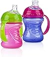 Amazon.com : Nuby 2-Pack Two-Handle No-Spill Super Spout Grip N' Sip Cups, 8 Ounce, Pink and ...
