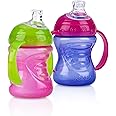 Amazon.com : Nuby Plastic 2-Pack Two-Handle No-Spill Super Spout Grip N' Sip Cups, 8 Ounce, Pink ...