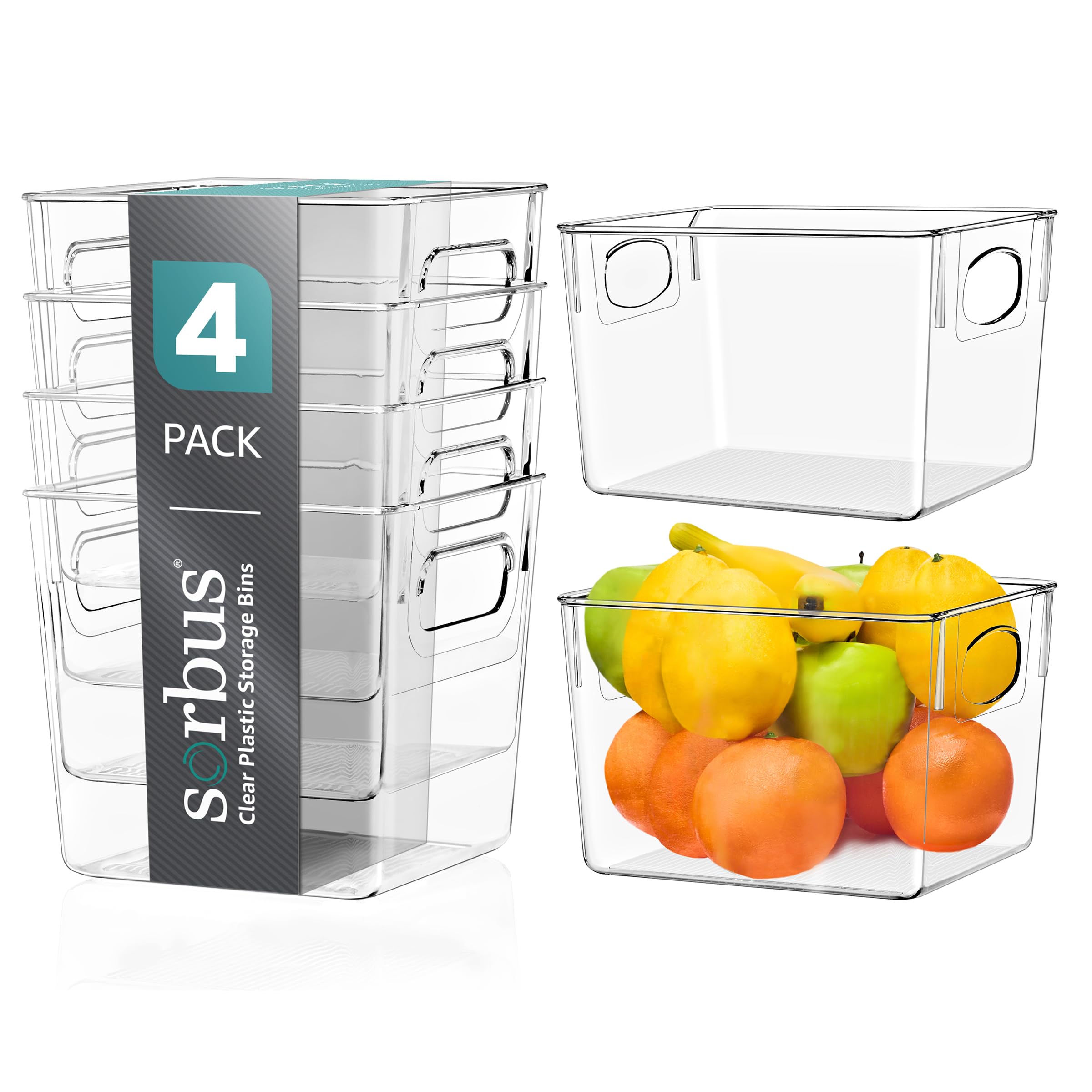 Sorbus Medium Clear Plastic Storage Bins for Shelves, Clothes, with ...