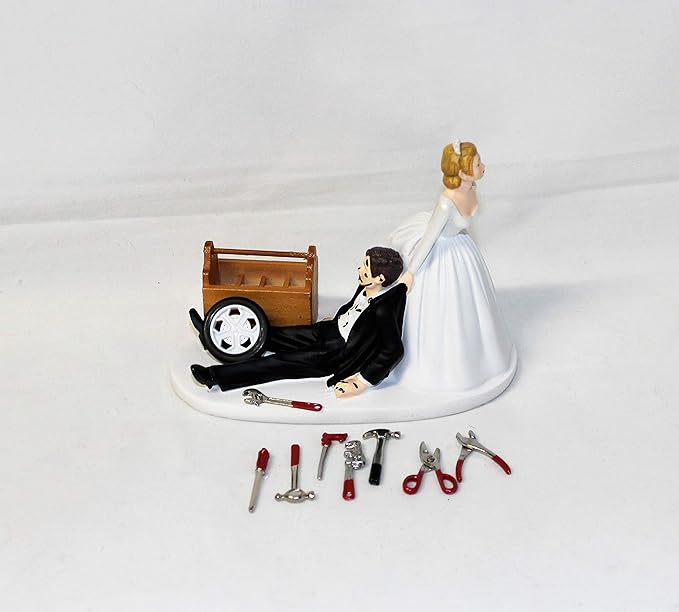 Wedding Reception Party Shop Garage Mechanic tool grease Cake Topper Review
