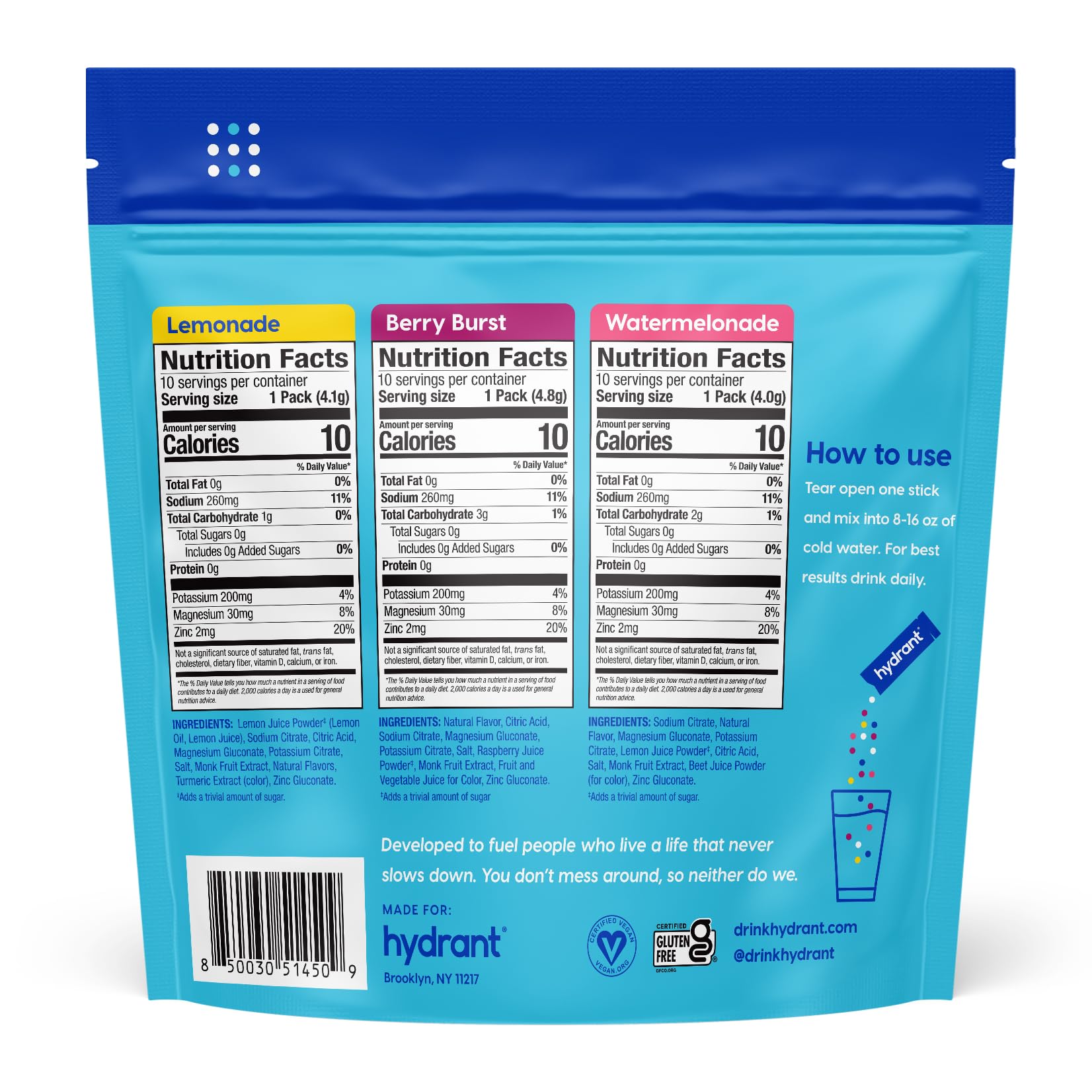 Mua Hydrate Zero Sugar, Individual Hydration Electrolye Powder Stick ...