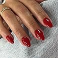 Amazon.com: Red Press On Nails Short Oval,KQueenest Thick Acrylic Nails ...