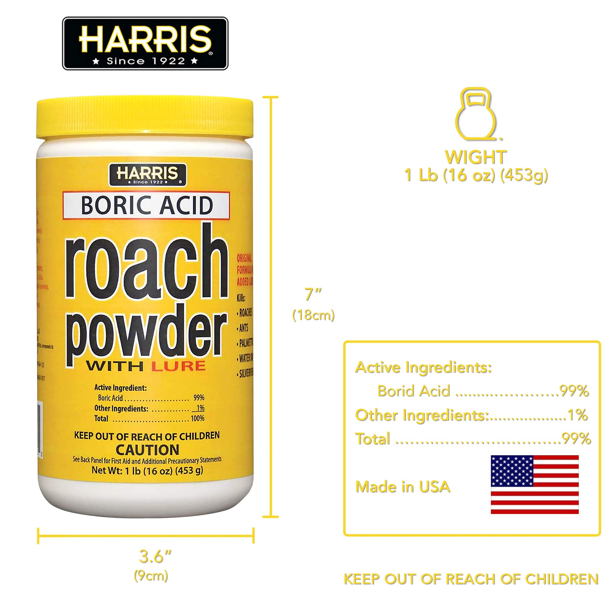 Mua Harris Boric Acid Roach Killer Powder with Lure, 16oz trên Amazon ...