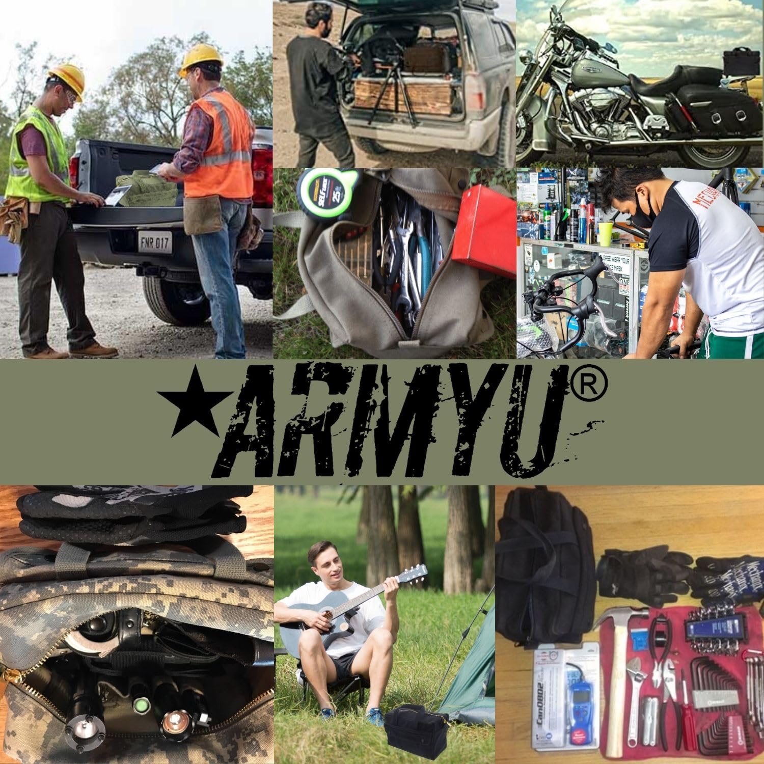 ARMYU Heavy Duty Small Tool Bag Tactical Cotton Canvas Mechanics Bag ...