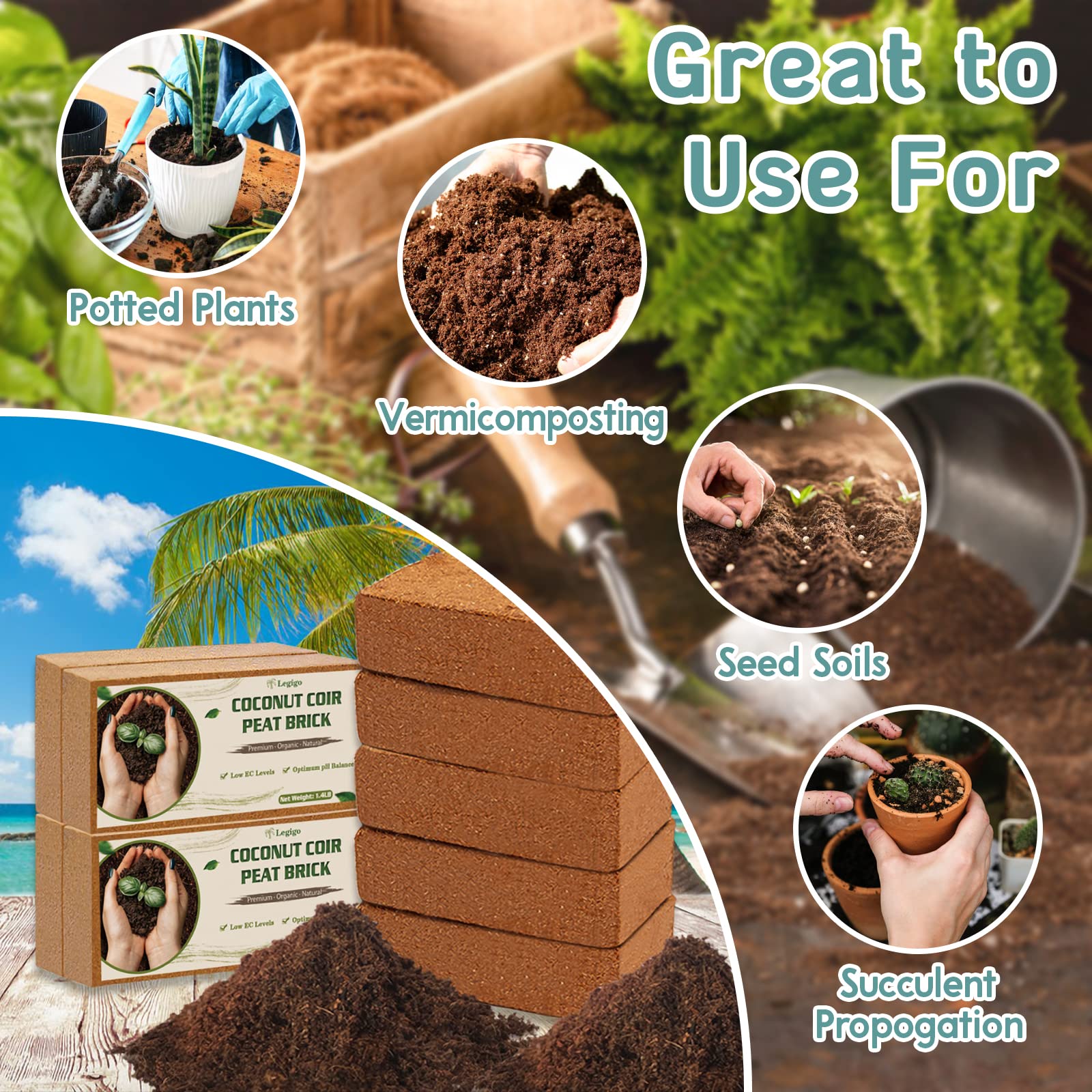 Mua 4 Pack Premium Coco Coir Brick for Plants- 100% Organic Compressed ...