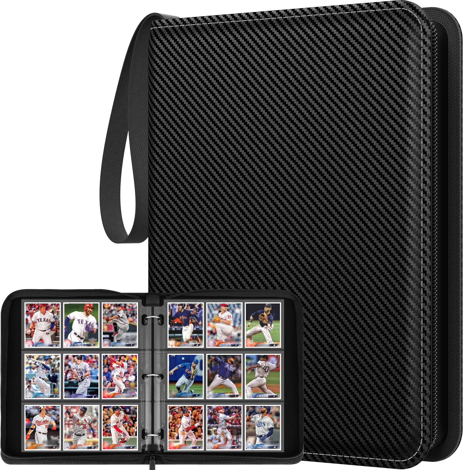Trading Card Binder with Sleeves, 9 Pocket Trading Card Binder Premium ...
