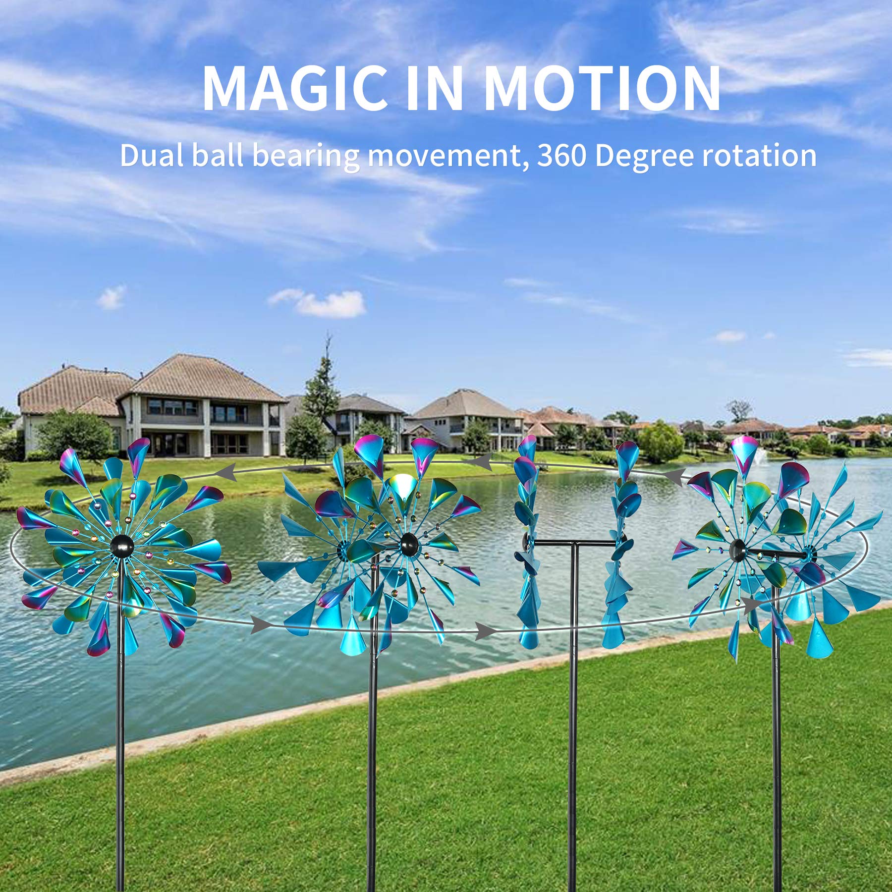 Decoroca Kinetic Wind Spinners Outdoor Metal - 72 Inches Wind Catchers ...