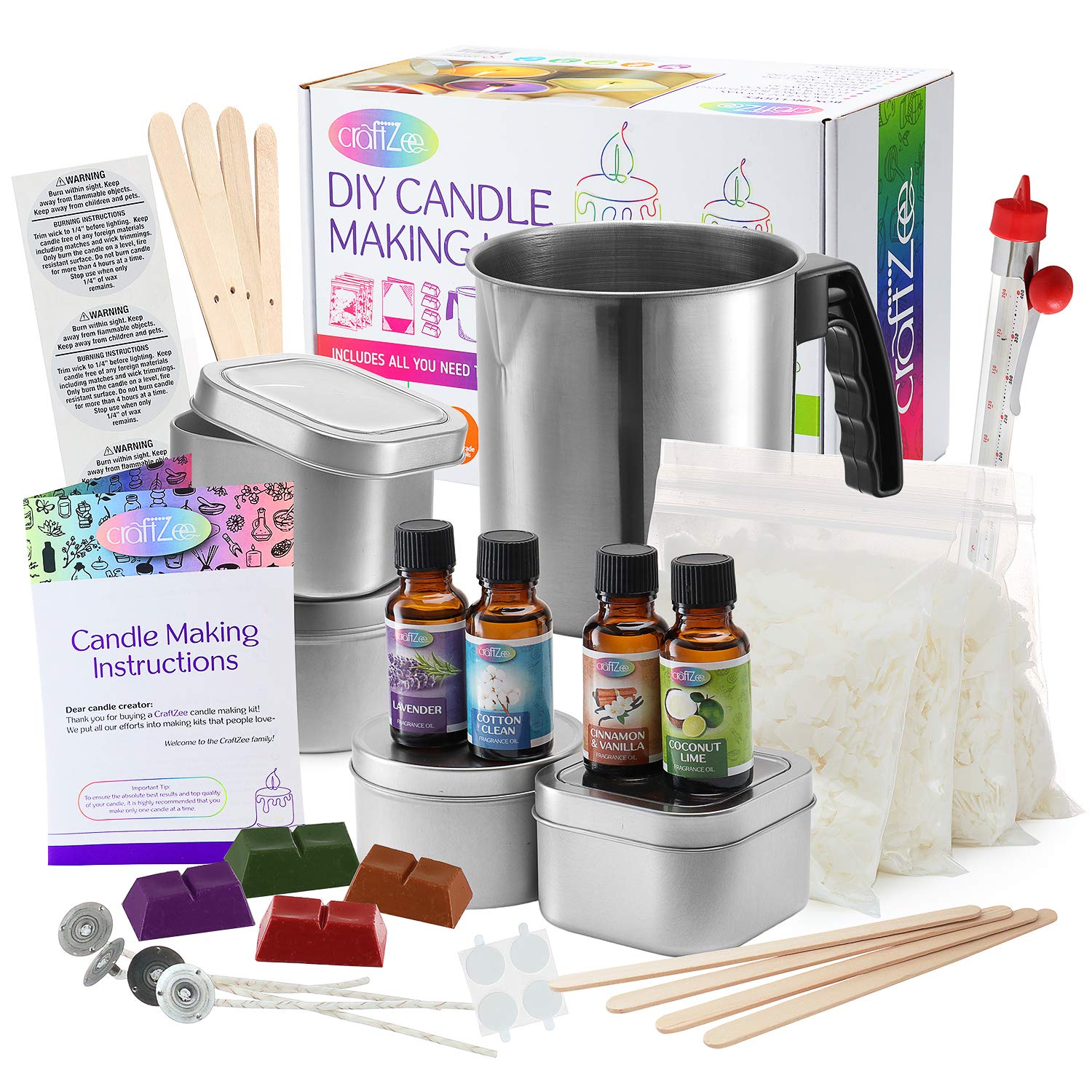 Complete DIY Candle Making Kit Supplies By CraftZee Create Large 