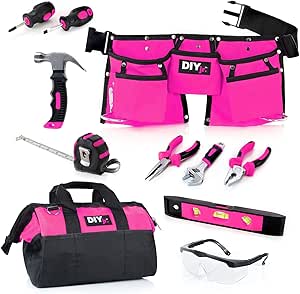 Amazon.com: My First Tool Set - Pink by DIY Jr. - Real Tool Set for ...