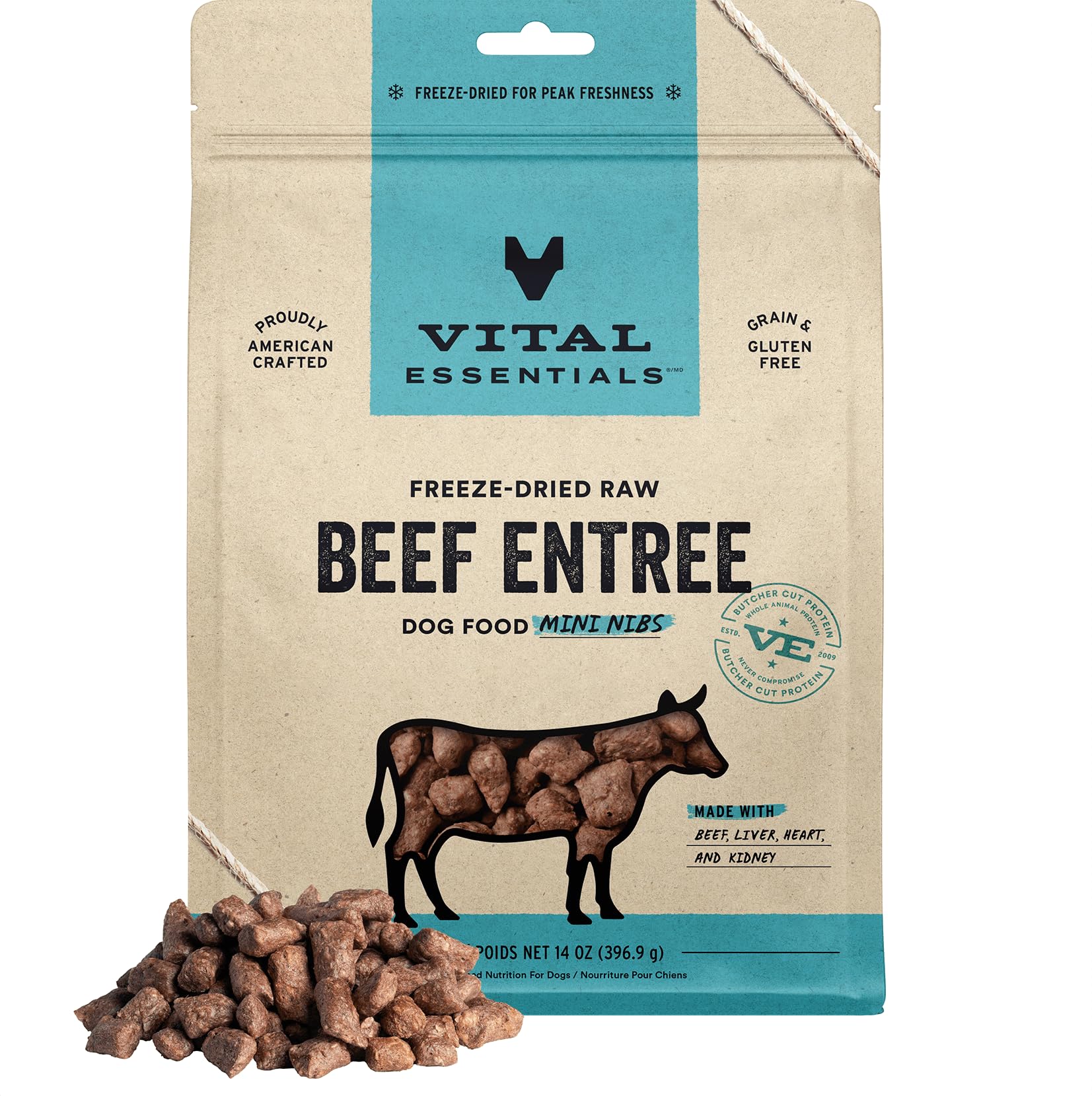 Vital Essentials Freeze Dried Raw Dog Food, Beef Mini Nibs Entree, 14 ...