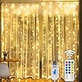 Amazon.com : HOME LIGHTING Window Curtain String Lights, 300 LED 8 ...