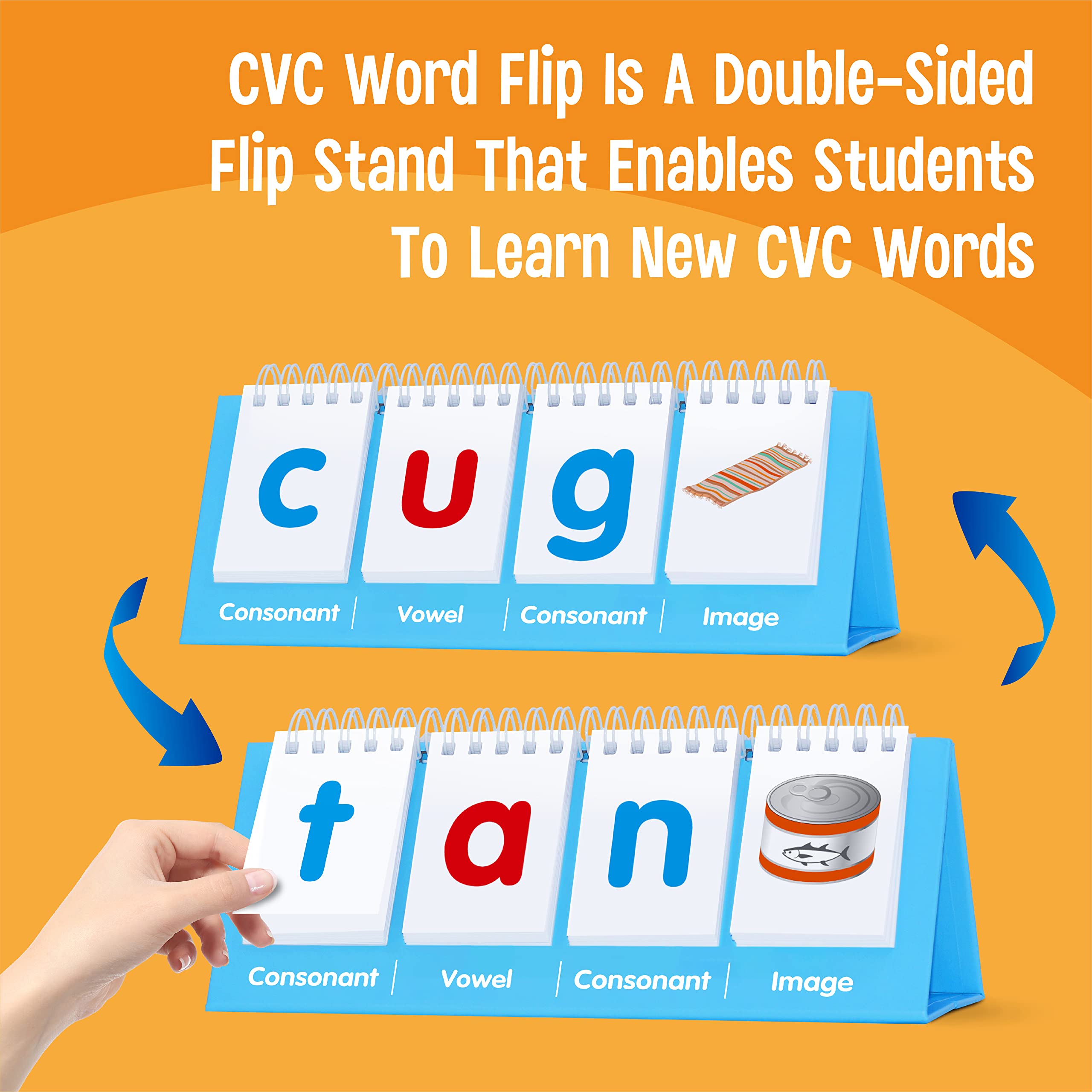 Mua CVC Word Flip Chart, Double Sided Word Flip 40 Short Vowel Words ...