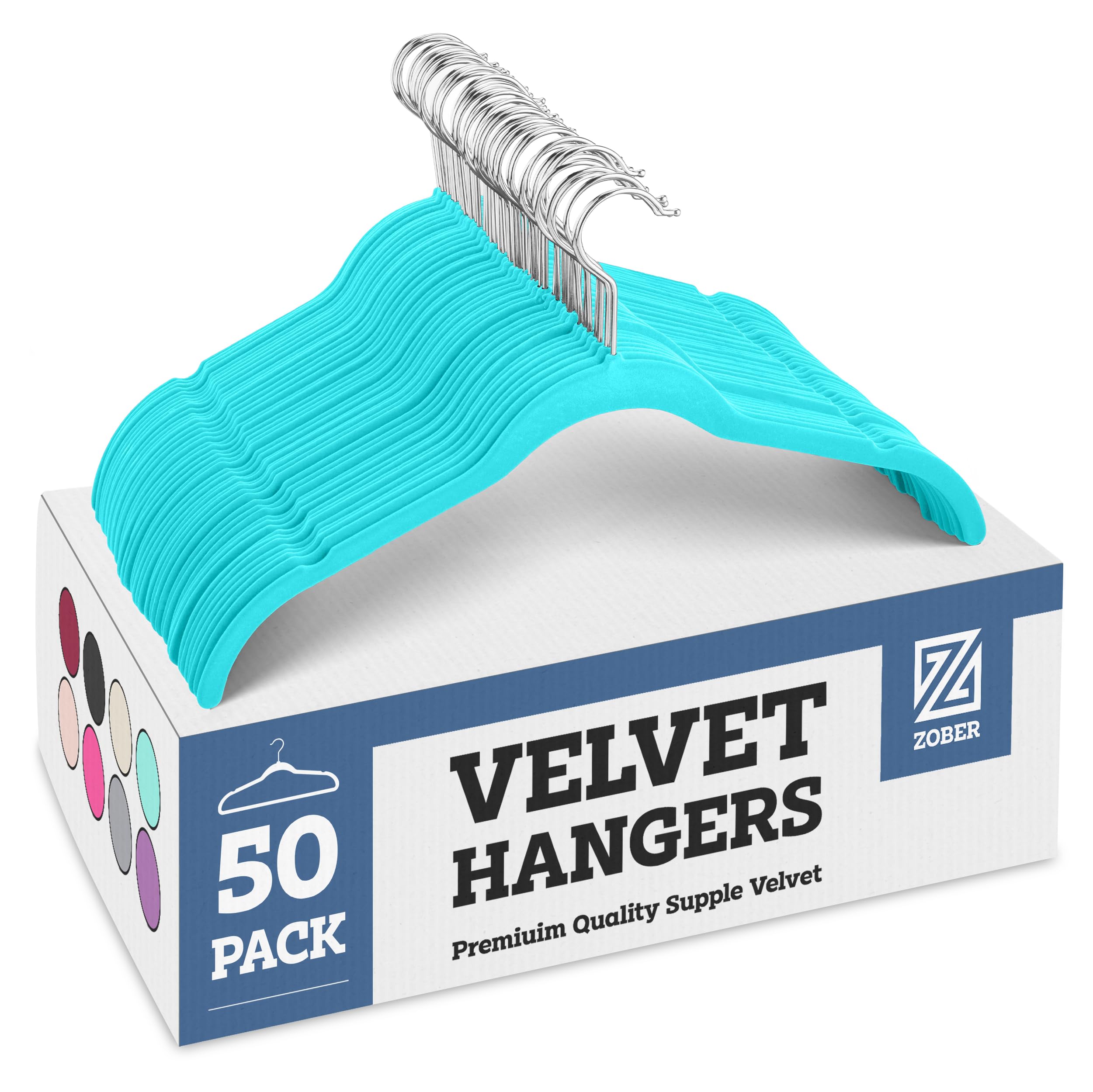 ZOBER (50 Pack) Premium Velvet Non Slip Ultra Slim Clothes Hangers for ...