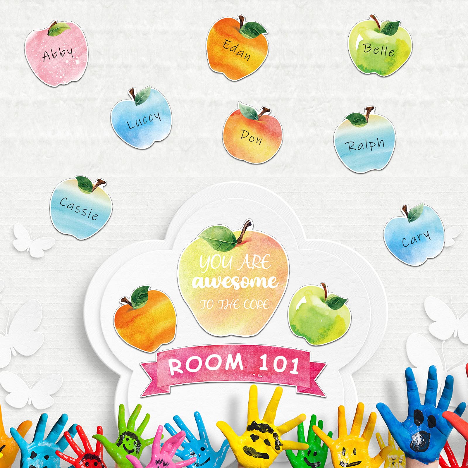 Mua 63 Pieces Watercolor Apple Cutouts Bulletin Board Set Fruit Cutouts ...