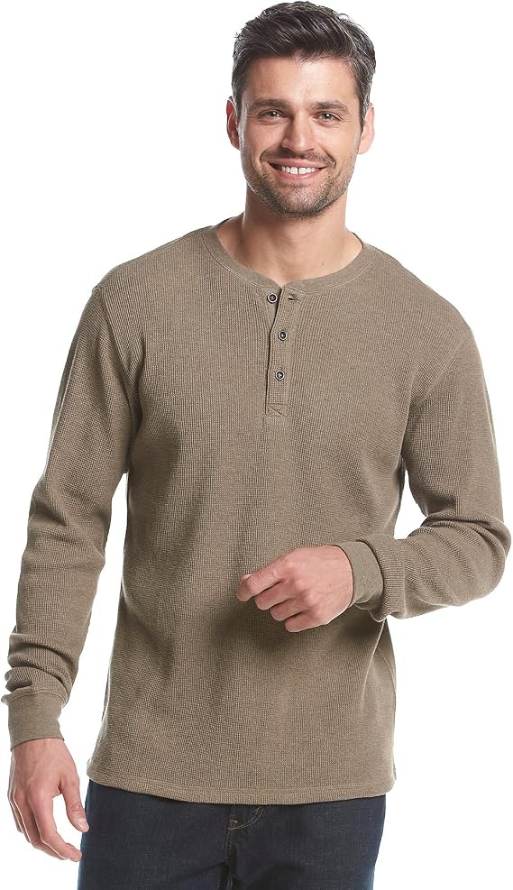 Ruff Hewn Men's Long Sleeve Thermal Henley Green Large at Amazon Men’s ...