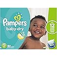 Amazon.com: Pampers Baby-Dry Disposable Diapers Size 5, 160 Count ...
