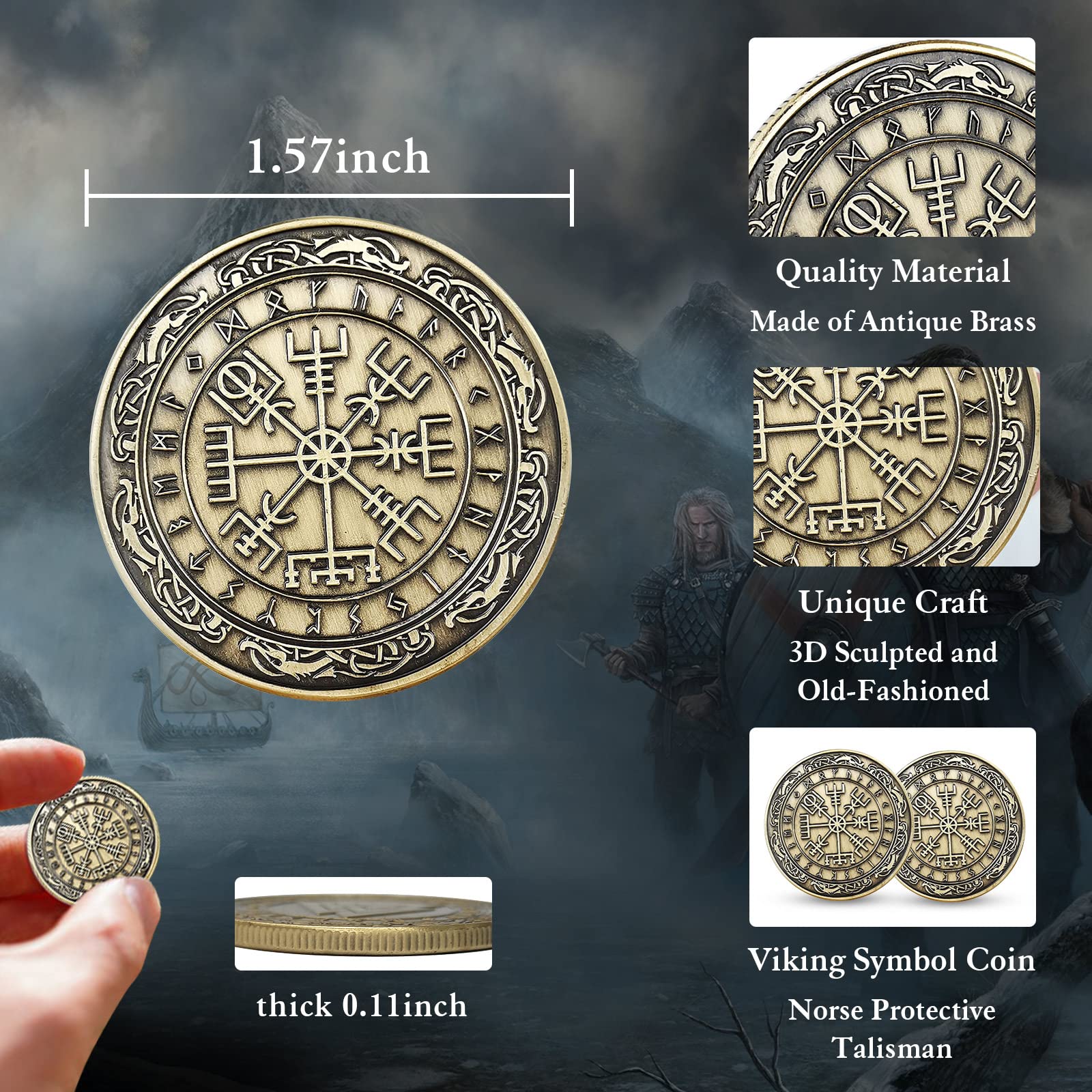 Mua Viking Vegvisir Coin Viking Compass Coin Wayfinder Symbol Nordic ...