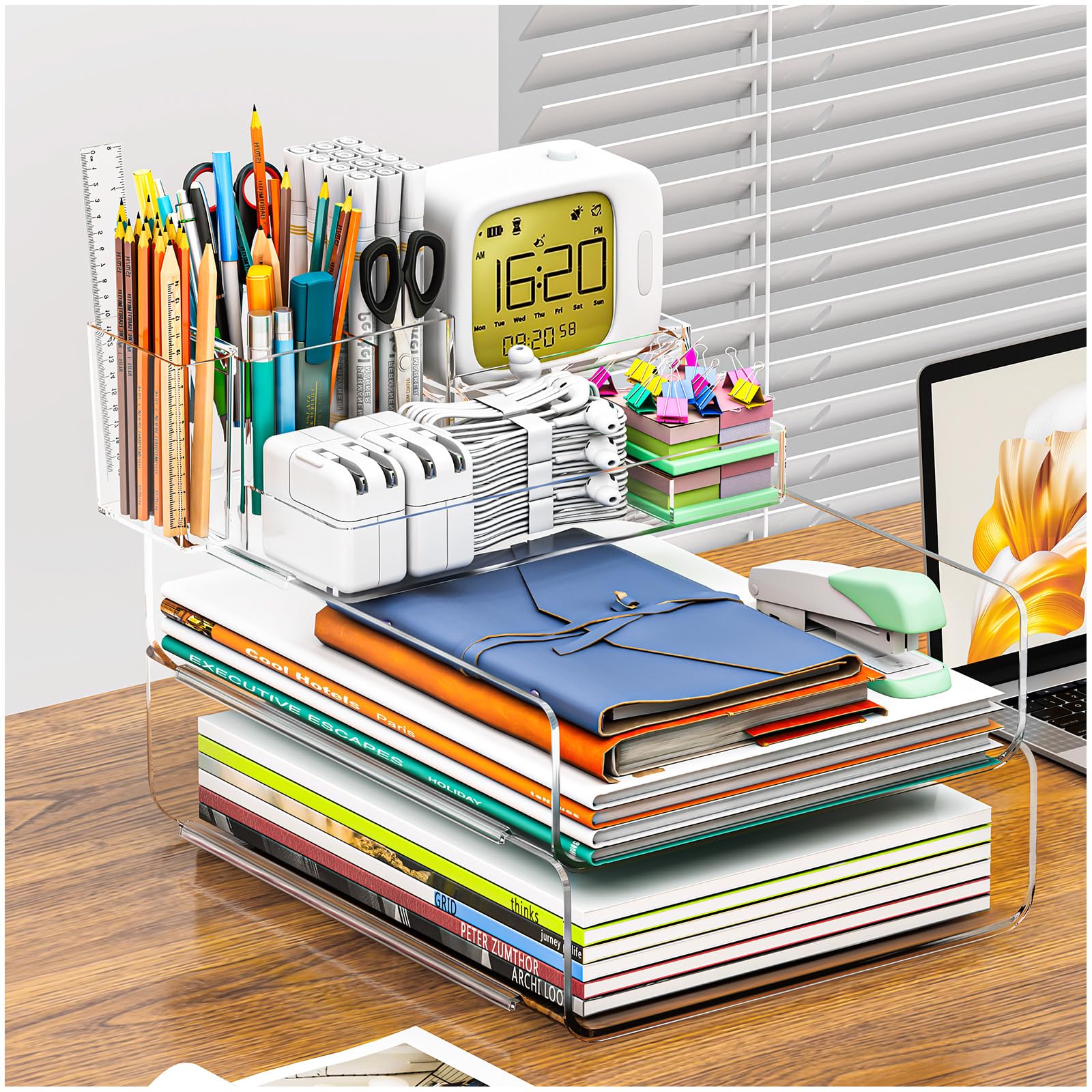 Paper Organizer Letter Tray - Acrylic Stackable Desk File Organizer ...
