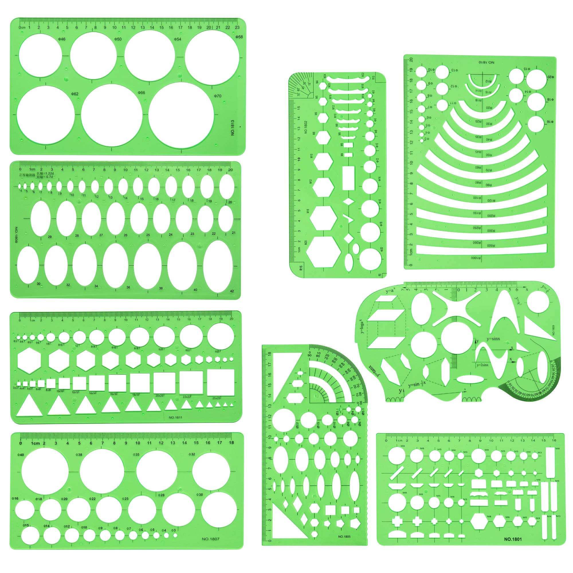 Mua KESAPLAN 9 PCS Drawing Templates Plastic Rulers Multi-Function ...