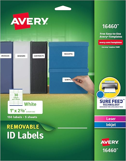 Avery Removable Multipurpose Labels, 1 x 2.625", White, Pack of 150 (16460): Amazon.ca: Office ...