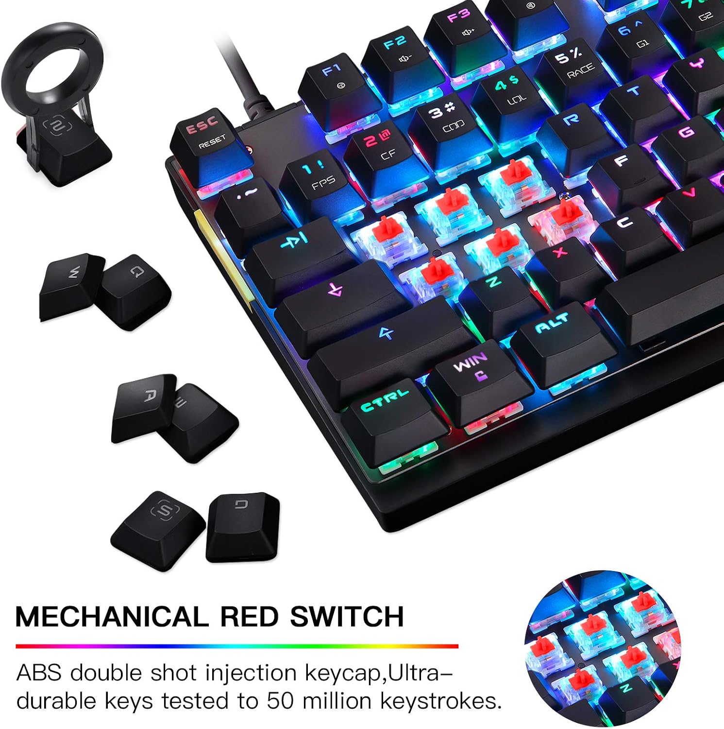Motospeed Professional Gaming Mechanical Keyboard RGB Rainbow Backlit ...