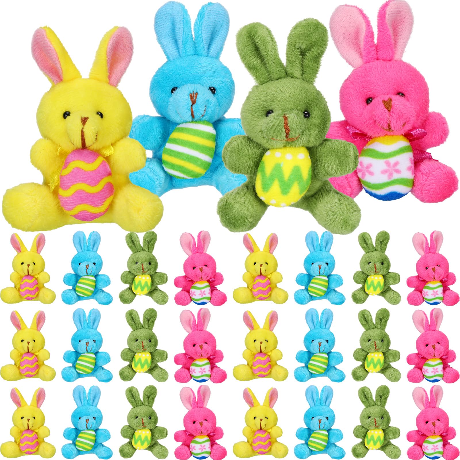 Wettarn 36 Pieces 4 Inch Easter Mini Bunny Plush Bunnies Stuffed Bulk ...