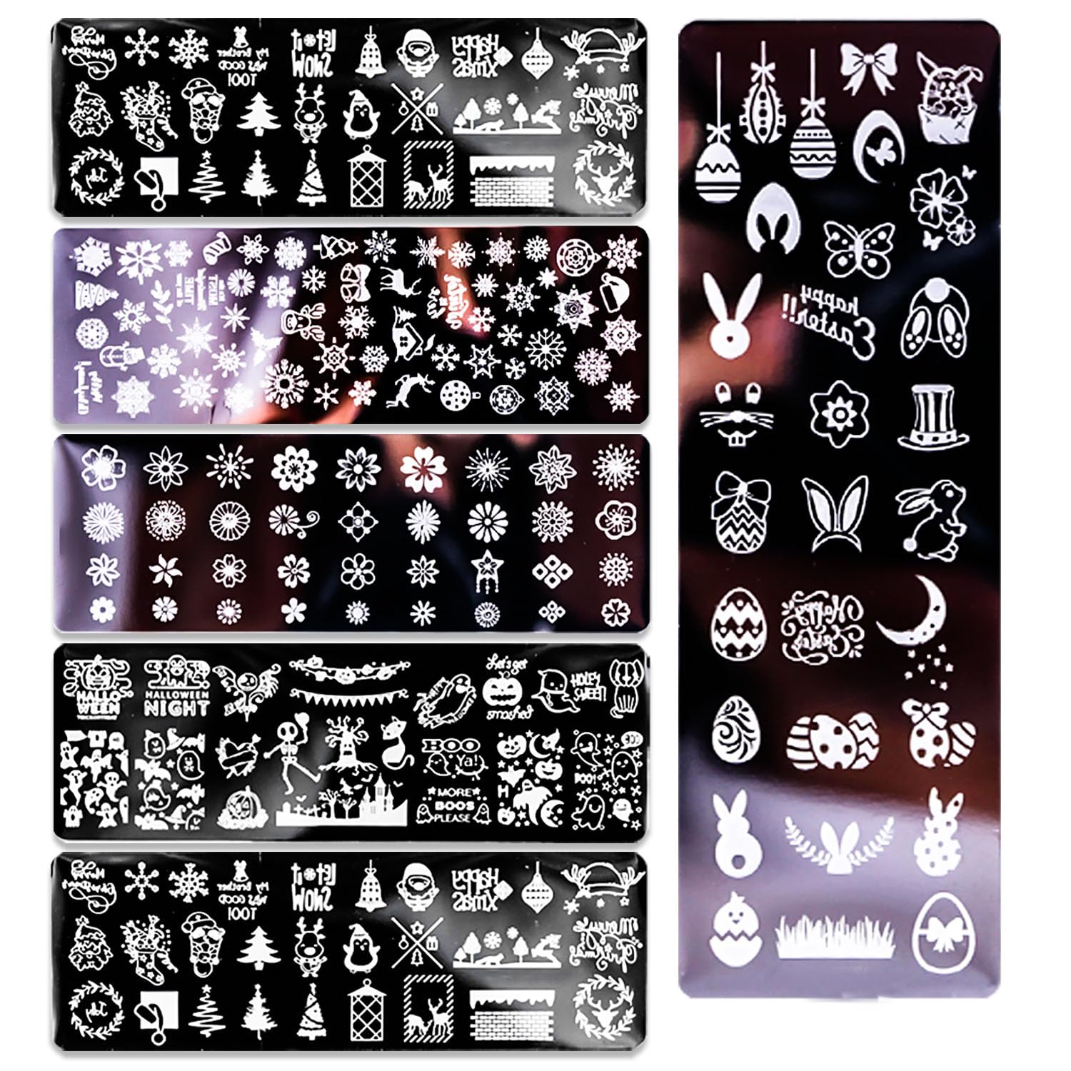 Nail Stamping Plate, DANNEASY 6 Pieces Nail Stamp Kit Nail Stencils ...
