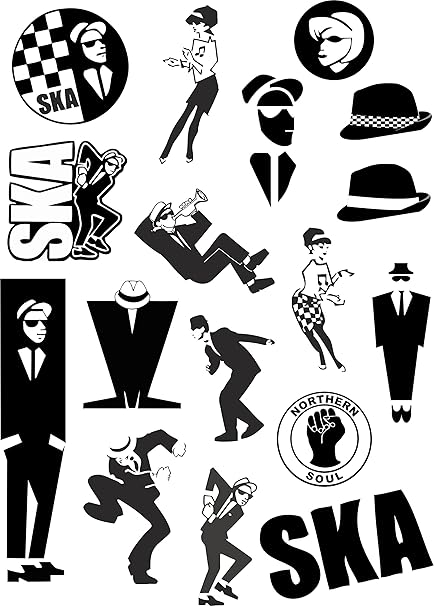A4 Sheet Rude Boy Trumpeter Ska Mods Two Tone Stickers Decals Various ...